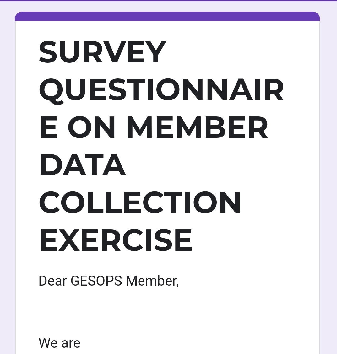 GESOPS Initiates Survey for Improved Data Collection Process