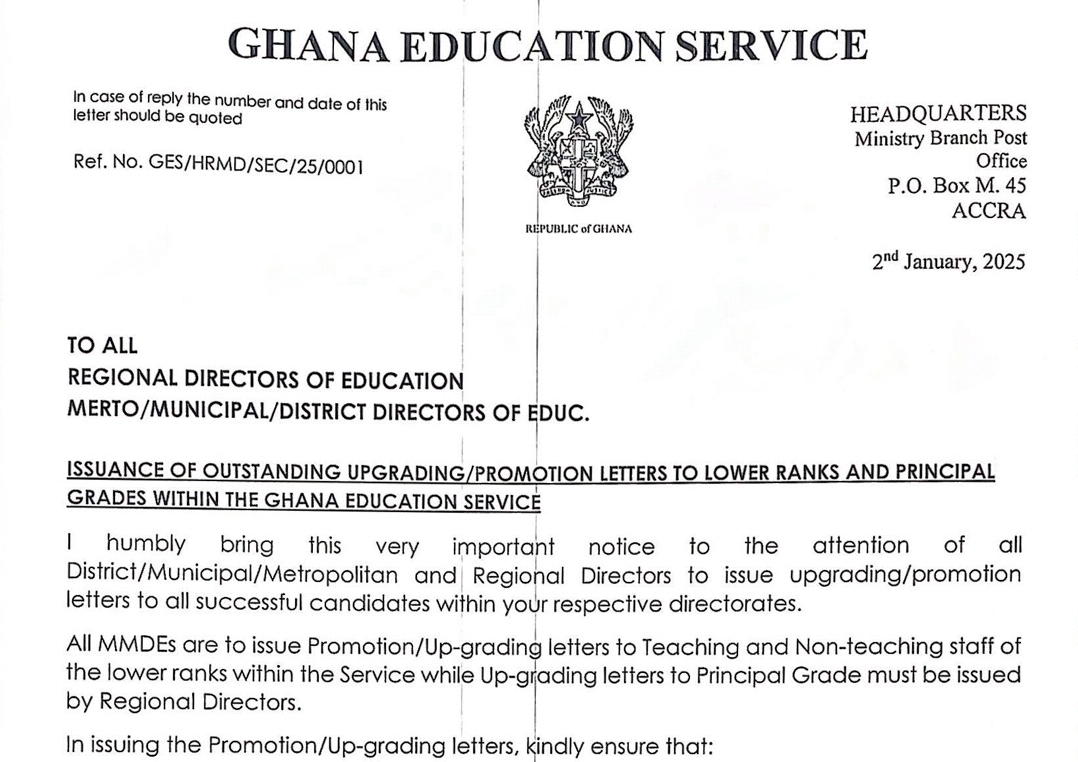 GES Directs Issuance of Outstanding Promotion Letters for