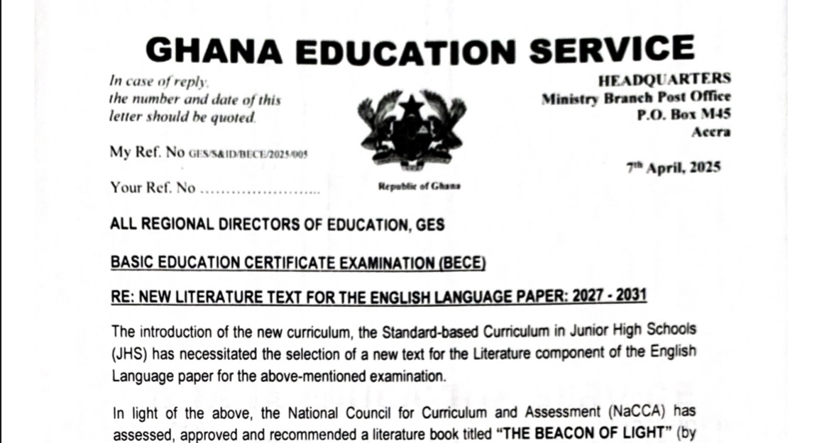 GES Introduces New Literature Text for BECE English Paper